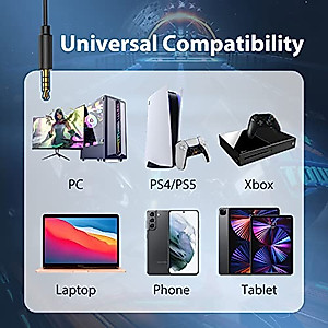 FULAIM Boom Microphone Cable Compatible with Sony WH-1000XM4 & WH-1000XM3 Headphones with Volume Control & Mute Switch for PC, Laptop, PS4 PS5 Xbox One Controller