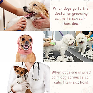 Frienda 2 Pieces Ear Wraps for Dogs Dog Ear Muffs Dog Ear Covers for Noise Canceling Pet Ear Protection Dog Neck and Ears Winter Warmer(Small,Black, Pink)