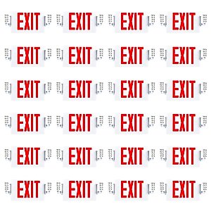 Sunco 24 Pack Red Exit Signs With Emergency Lights, Two Adjustable LED Lights, 94V-0 Fire Resistant, Backup Battery, 120-277V, Wall Or Ceiling Mount, Commercial Grade Double Sided UL
