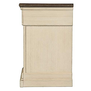 Signature Design by Ashley Bolanburg Farmhouse 1 Drawer Nightstand with Outlets & USB Charging Ports, Antique White