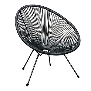 Acapulco Woven Lounge Chair for Indoor and Outdoor Use (4PC Black)