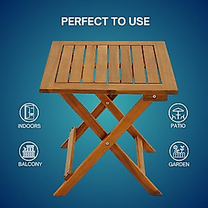 cucunu Outdoor Folding Side Table 18x18“ for Patio, Garden & Camping - Adirondack Table Made of Acacia Wood - Coffee & Dining End Tables
