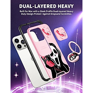 Goocrux (2in1 for iPhone 13 Pro Max Case Skull Skeleton for Women Girls Cute Girly Phone Cover Cool Fun Goth Design with Slide Camera Cover and Ring Holder Teen Cases for iPhone 13 ProMax 6.7''