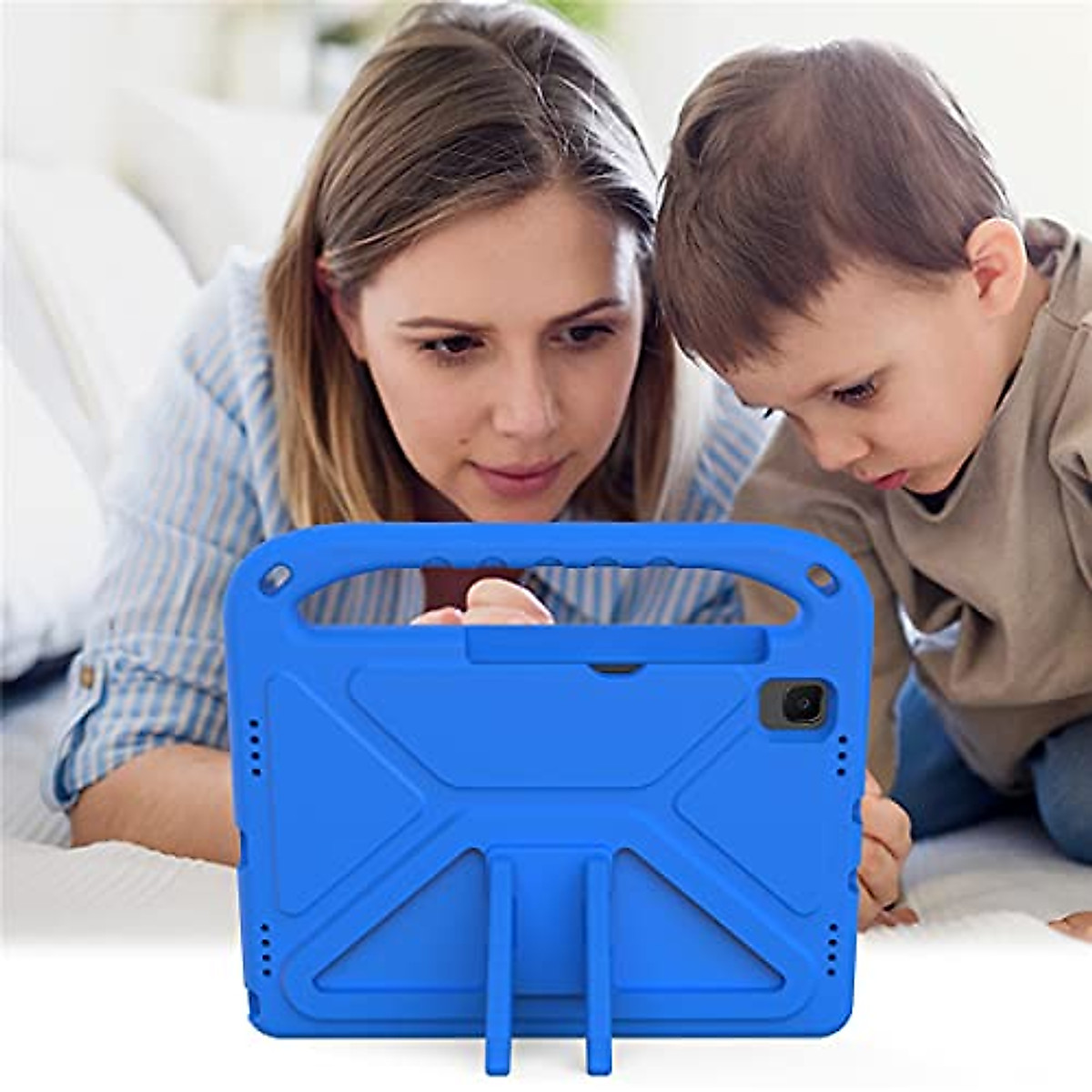 JGY Compatible with Samsung Tab A8 10.5 X200 Kids Case with Handle Stand A8 10.5 X200 Case Kids Proof Light EVA Rugged Shockproof Full Cover for Boy Girl Baby (Blue)