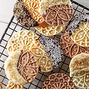 CucinaPro Piccolo Pizzelle Baker - Electric Press Makes 4 Mini Cookies at Once, Grey Nonstick Interior For Fast Cleanup, Must Have Gift or Treat for Parties, Unique Dessert or Summer Baking Gift