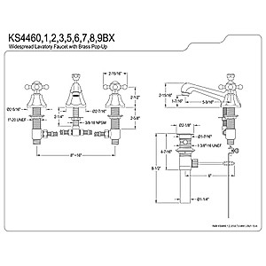Kingston Brass KS4461BX Metropolitan Widespread Lavatory Faucet with Metal Cross Handle, Polished Chrome