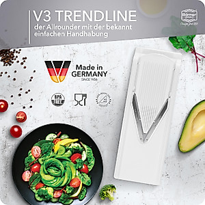 Börner V3 TrendLine Mandoline Starter Set (6 pcs.) • Vegetable Slicer (V-Slicer) + Safety Guard + Inserts + Collection Tray + Multibox • Kitchen Slicer Set (White)