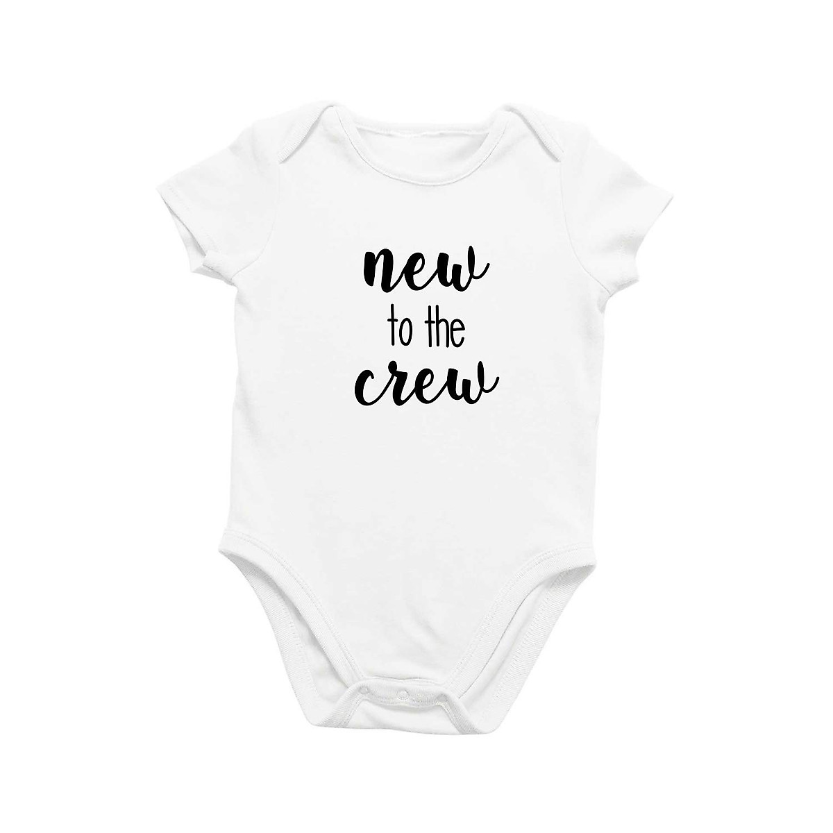 Printique Organic GOTS Certified Baby Onesie Unisex Bodysuit 0-18 months - New To The Crew | Hand-Made Baby Announcement (New To The Crew, 0-3 Months)