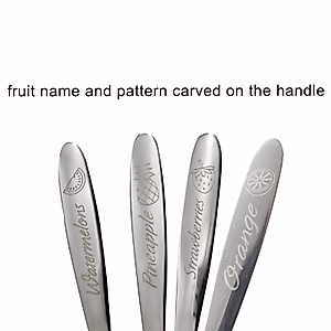 Pinenjoy 8Pcs 5.3inch Cocktail Forks 18/10(304) Stainless Steel Appetizer Forks Set Small Crab Forks Carved Fruit Pattern for Dessert Cheese Olives Salad Escargot Charcuterie Board