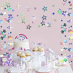 39Ft Glitter Star Garland Banner Hanging Decorations Bling Iridescent Twinkle Star Garland Streamer Kit for Bridal Shower Wedding Baby Shower Christmas Birthday Prom Graduation Party Supplies