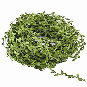 LZXD 132 Ft Artificial Vines Leaf Ribbon,Artificial Eucalyptus Leaf Green Garland Leaves DIY Wreath Foliage Green Decorative Wreath Accessory Wedding Decorations Party Wreaths Wall Crafts Party Décor