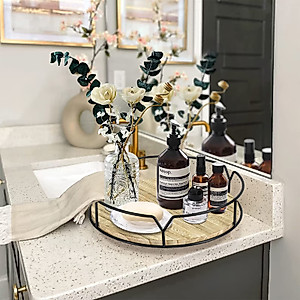 Farmhouse Lazy Susan Turntable for Cabinet,Round Serving Tray,Farmhouse Rotating Display Stand Tray for Coffee Table, for Kitchen Decor, Coffee Table Tray, Lazy Susan Cabinet Organizer