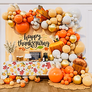 Beaumode Thanksgaving Balloon Arch Garland Kit with Mylar Balloons 142pcs for Friendsgiving Fall Harvest Little Pumpkin Baby Shower Birthday Bridal Shower Holiday Party decorations