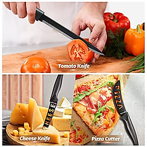 Knife Set 19 Pieces TICWELL Kitchen Black Knife Set with Acrylic Premium 13 Carbon with Scissors &Peeler &Knife Sharpener