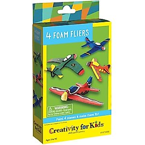 Creativity for Kids Four Foam Fliers Mini Craft Kit - Paint 4 Foam Glider Airplanes, Small Gifts for Kids, Red