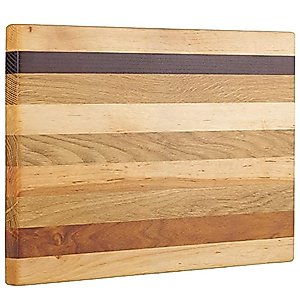 Premium Handmade Wooden Chopping Board Nine Different Woods Very Light Kitchen Large Cutting Board 12.9"x8.8" From Soul Craft European Brand