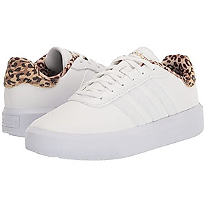 adidas Women's Court Platform Skate Shoe, White/White/Gold Metallic, 8.5