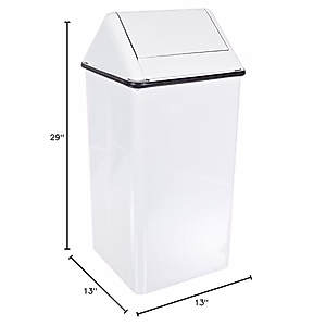 Witt Industries 1311HTWH Stainless Steel 13-Gallon Waste Watcher Hamper and Swing Top Receptacle, Square, 13" Width x 13" Depth x 29" Height, White