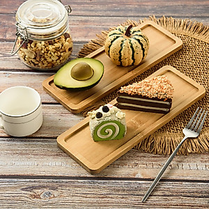 4 Pack Bamboo Serving Tray Rectangle Bamboo Wood Tea Serving Tray Rounded Edges Wooden Bathroom Counter Tray Bamboo Vanity Tray for Dresser Food Coffee Tea Snack Tissues Candles,11x 4 Inch