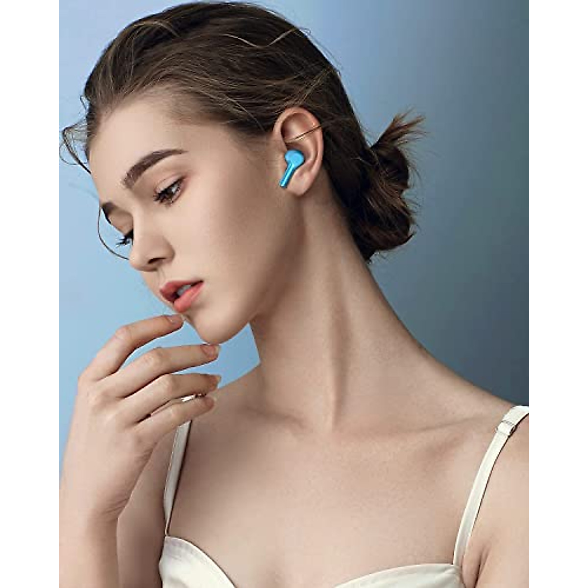 Wireless Earbuds, Bluetooth 5.3 Noise Cancelling Ear Buds with in-Ear Built-in Microphone Deed Bass Headphones,Clear Premium Stereo Earphones IPX6 Waterproof Headset for Sport (Blue)