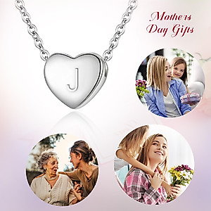 BriLove Gifts for Mom Women 925 Sterling Silver Tiny Initial Heart Pendant Choker Necklace for Mothers Day/Valentines Day/Birthday/Christmas/Anniversary Letter J