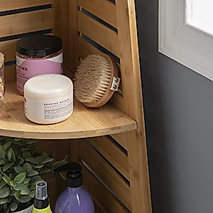 Linon Amzn0326 Finn Bamboo Bathroom Corner Shelf, Brown