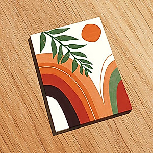 Boho Wall Art Set of 3, Boho Bedroom Decor Orange Minimalist Wall Decor Art, Mid Century Modern Wall Art, Neutral Abstract Geometric Framed Canvas Prints Wall Art for Bathroom 12"x16"