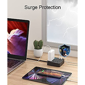 GHome Smart Smart Power Strip, 3 USB Ports and 3 Individually Controlled Smart Outlets, WiFi Surge Protector, Smart Home Office Cruise Ship Travel Multi-Plug Extender Flat Plug, 10A, Black (WP9-BK)