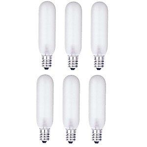 DYSMIO T6 Tubular Candelabra Base - E12 Frosted Dimmable Incandescent Light Bulb - Pack of 6