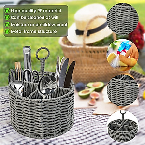 COZYYROME Utensil Caddy for Kitchen Countertop,Cooking Utensil Holder Counter Utensil Crock Holder for Kitchen Large Utensil Flatware Organizer,Kitchen Utensil Caddy With 4 Compartments