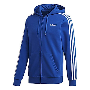 adidas Male Essentials 3-Stripes Full-Zip Fleece, Team Royal Blue/White , L