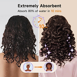 Umisleep 100% Microfiber Hair Towel, 41" x 22" Super Absorbent Hair Care Towel, Ultra Soft Hair Towel Wrap with Elastic Loop, Large Curly Hair Towel for Women Long, Thick Hair, Camel