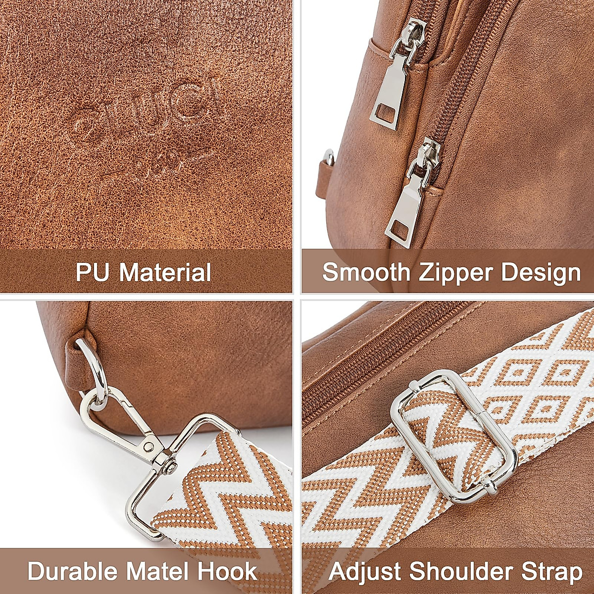 CLUCI Crossbody Bags for Women - Small Sling Bags, Leather Backpack for Travel, Cycling - Brown