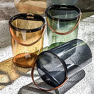 Kitchen Trash can Clear Trash Can Desktop Mini Trash Can Recycle Garbage Can Waste Basket Garbage Container Bins with Lid Handle for Home Office Blue Kitchen