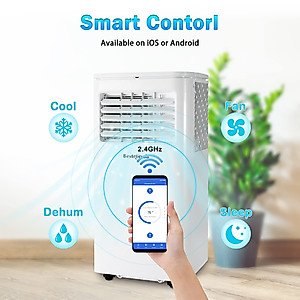 BESTRONAIR Portable Air Conditioner Wifi/Remote Control,10,000 BTU,Cools Up to 350 sq.ft.(6500 BTU SACC) Cool/Dry/Fan/Sleep/Timer Mode,Window Venting Kit Included.