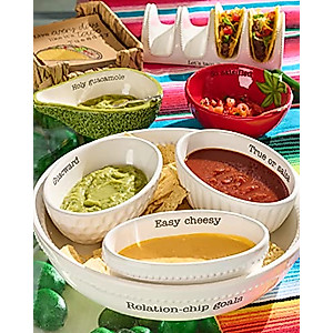 Mud Pie Fiesta Dip Bowl Set, Avocado, 5" X 6" | Spoon 3 1/2"