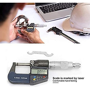 Digital Caliper Measure Tool 0-25mm Electronic Digital Micrometer 0.001mm Thickness Gauge and Wrench Set measurment Tool for Multiple Sizes