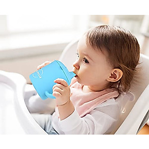 LIL' STAR Silicone Sippy Cup and Snack Cup 2-in-1 | 5oz Sippy Cups for Baby 6+ Months | Spill Proof Sippy Cups for Toddlers | Soft Silicone Baby Training Cup with Handles | BPA Free (Blue)