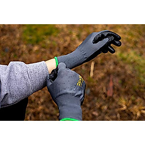 G & F Products 12 PAIRS Mens Working Gloves with Micro Foam Coating - Garden Gloves Texture Grip - men’s Work Glove For general purpose, construction, yardwork, Large (1519L-12),Grey/Black