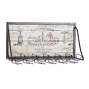 Deco 79 Vintage Metal Wall Wine Rack, 25"W x 14"H, Black