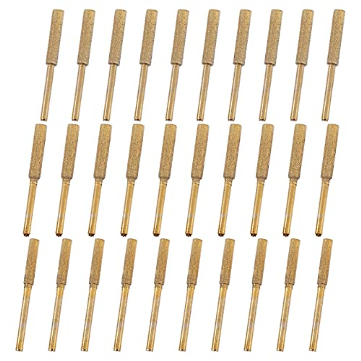 TEHAUX Chain Sharpener 30 Pieces Diamond Sharpening Wheel Diamond Sharpening Wheel Burr Grinding File for Metal Polishing Chainsaw, Wood, Steel, 4 mm 4. 8 mm 5. 5mm (Gold)