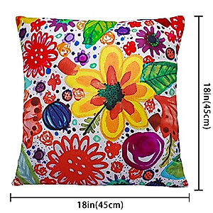 Apriciti Set of 4 Decorative Throw Pillow Covers -18 x 18 Inches Flowers Pattern Garden Printing Farmhouse Floral Waterproof Cushion Covers for Outdoor Garden Patio Living Room Sofa Farmhouse Decor