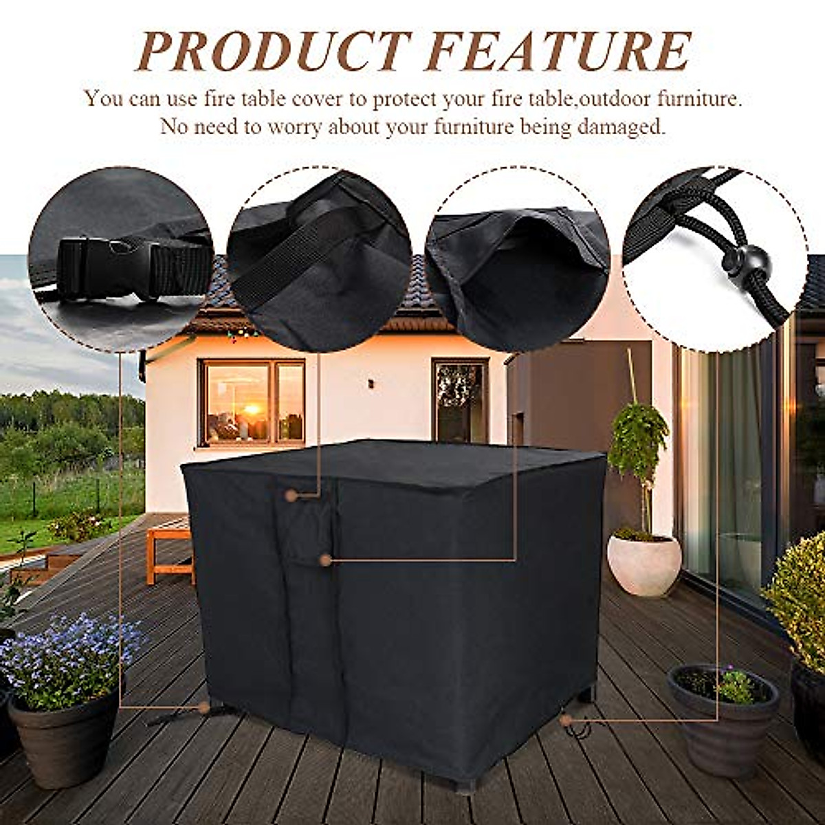 Rilime Fire Pit Cover, 31 Inch Square Firepit Covers 30x30 for Outdoor Gas Fireplace, Fire Pit Table Covers Square - 31 X 31 X24 Inch