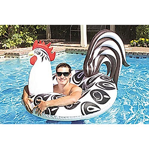 Poolmaster Rooster Inflatable Swimming Pool Party Float (48 Inch), Black/White/Red