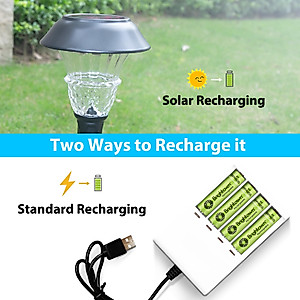 Brightown 12-Pack Rechargeable AA Batteries - 1000mAh 1.2V NiMH High Capacity Batteries - Ideal for Solar Lights & Home Devices, Recharge up to 1000x Times, Pre-Charged