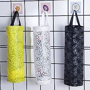 DCQRY 3Pack Plastic Bag Holder, Wall Mount Grocery Bag Holder with 10Hooks, Mesh Hanging Storage Organizer, Shopping Bag Storage Dispenser Trash Bag Holder for Home Kitchen
