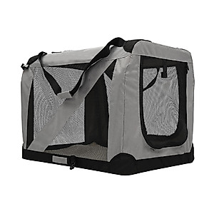 DYNAMI 27.5 inch Collapsible Crate for Dogs,3-Door Foldable Soft Kennel with Mesh Windows,Portable Dog Travel Crate with Strong Steel Frame,for Indoor & Outdoor Travel