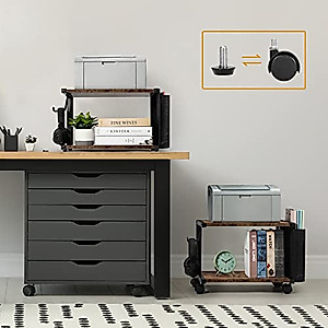 melos Printer Cart, 2-Tier Printer Stand with Storage, Mobile Printer Stand Shelf with Wheels, Under Desk Printer Stand for Fax Machine, Copier, Scanner, Printer, Scanner