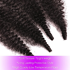 Seimainurs Springy Afro Twist Hair Marley Hair Spring Twist For Distressed Soft Locs Synthetic Pre-Separated Crochet Braiding Hair Marley Twist Hair Extension For Black Women (16 Inch (Pack of 3), 1B)