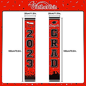 2023 Graduation Party Decorations Porch Sign Banner Red Large Congrats Grad Party Supplies Decorations Door Banner for Graduation Party